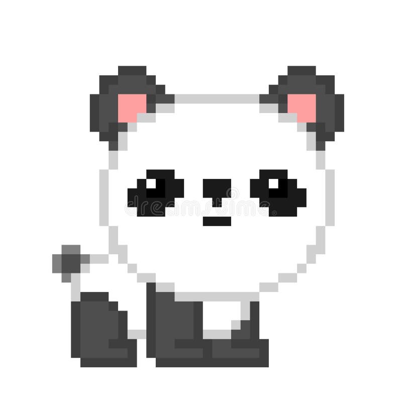 Pixel Panda Image 8 Bit Game Stock Vector - Illustration of mosaic ...