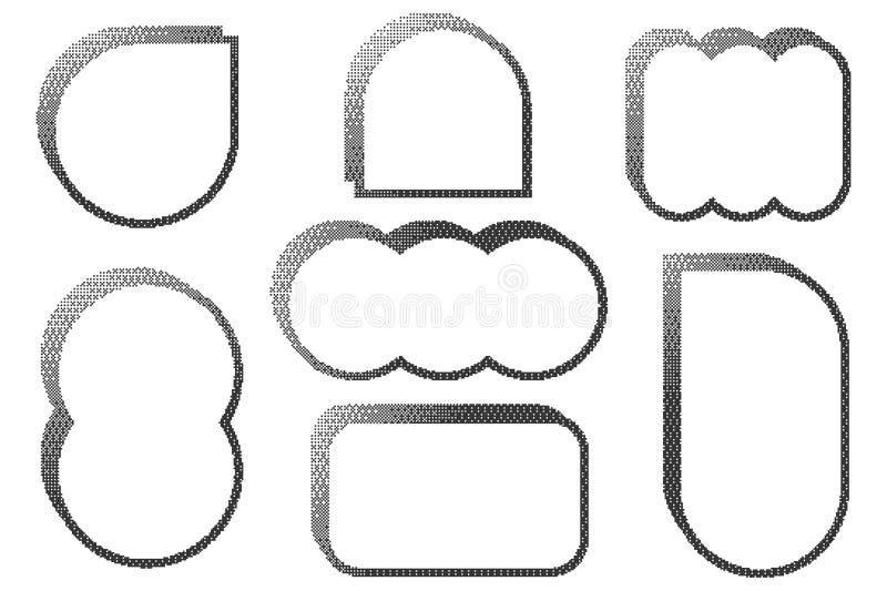 Pixel Pattern Frames. Bitmap Arch Windows on White Background. Dotted ...