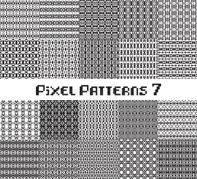 Pixel Pattern Seamless, Black and White Color. Patterns Set in Retro ...