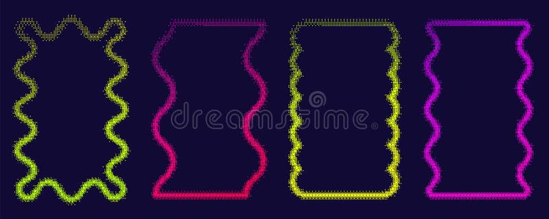 Pixel Pattern Texture Wavy Frame. Bitmap Dotted Retro Abstract Y2K ...