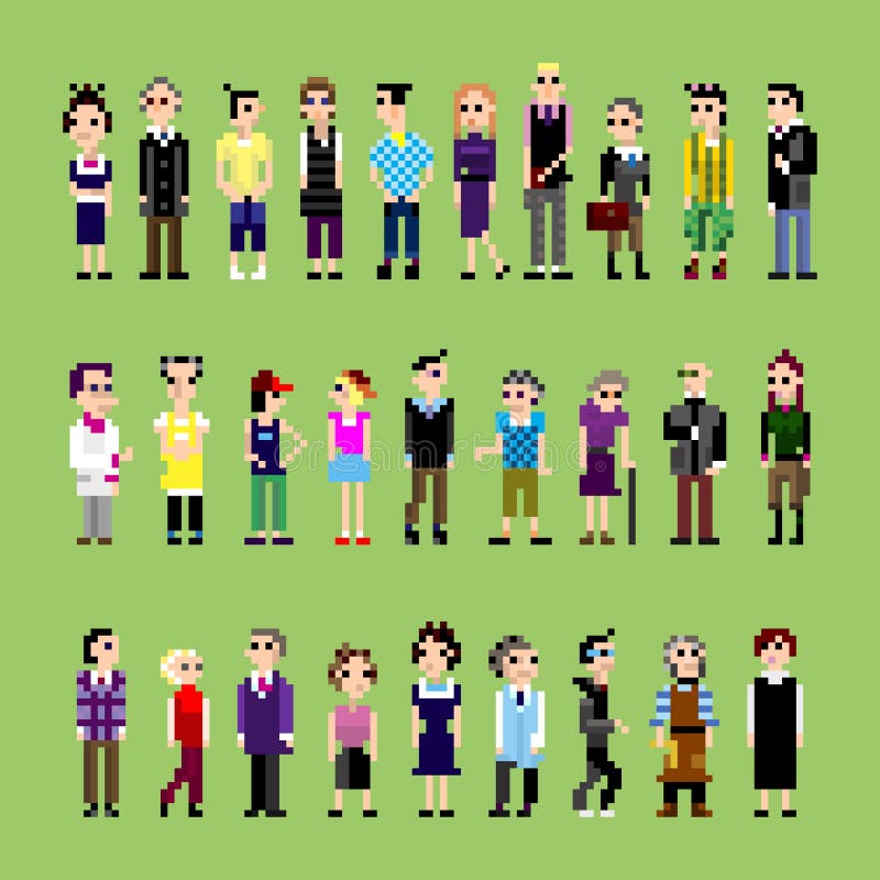 28 pixel people stock vector. Illustration of group, woman - 63361981