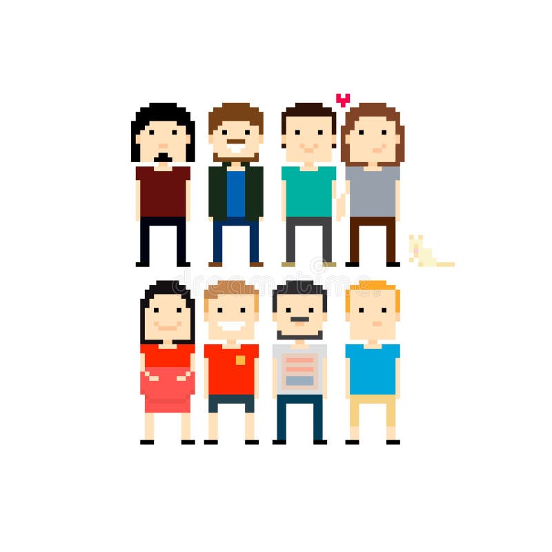 Character Of Pixel 8 Bit Game, Man And Woman Vector Stock Vector ...