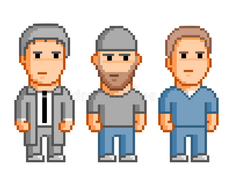 Vector 8-bit Pixel Art People Set Stock Illustration - Illustration of ...