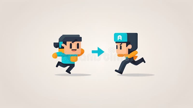 Pixel People Running stock illustration. Illustration of simple - 380894976