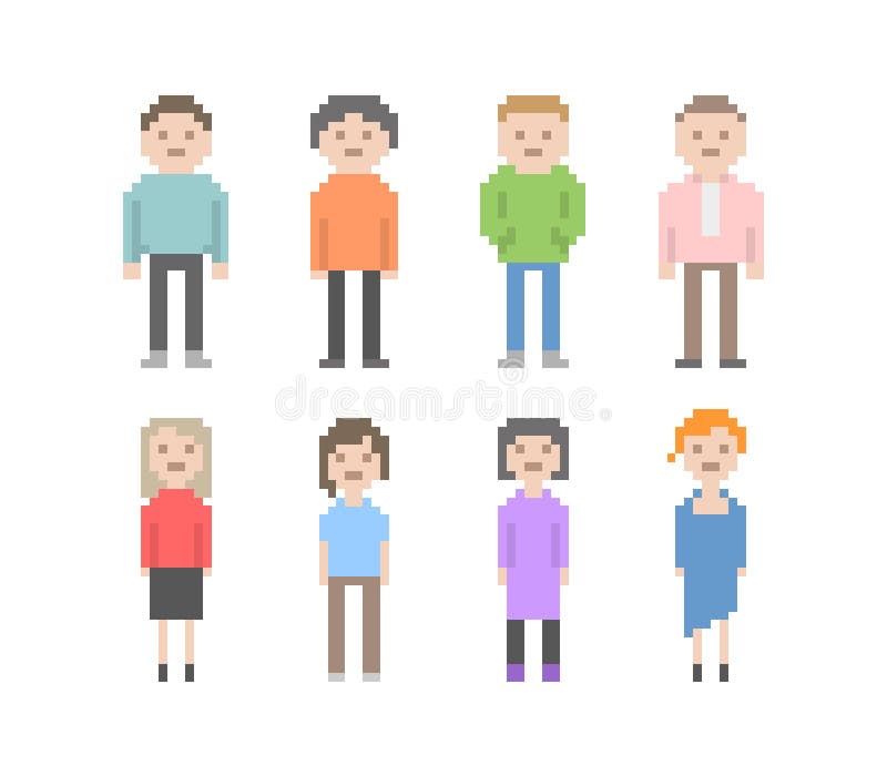 Set of pixel people stock vector. Illustration of human - 25502082