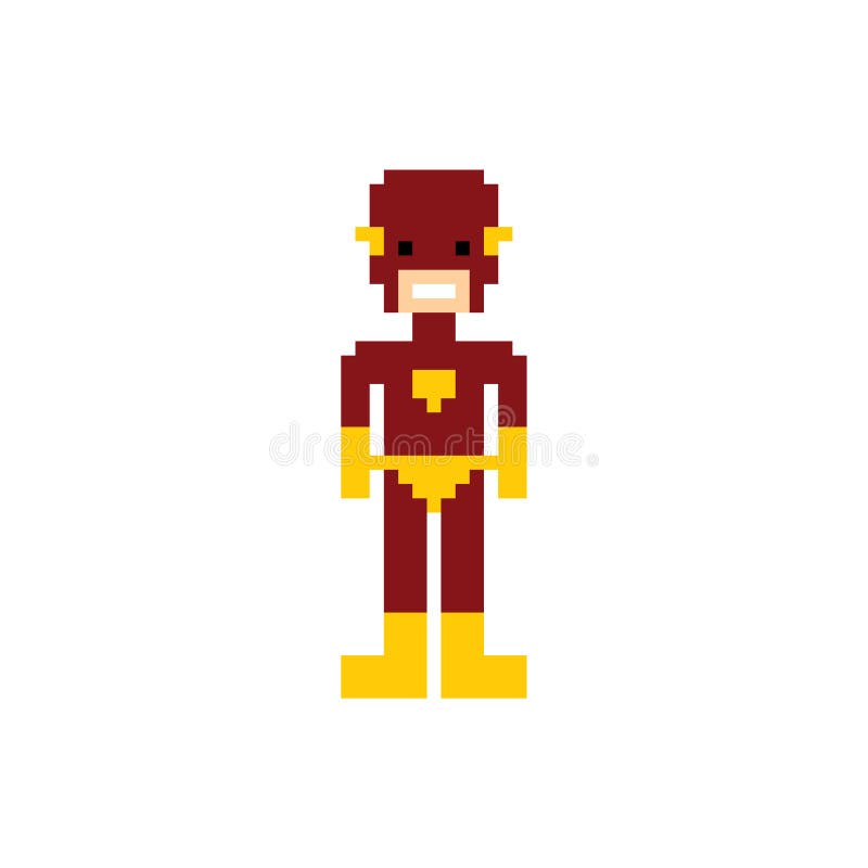 Pixel Art of a Superhero. Vector Illustration in a Flat Style Stock ...