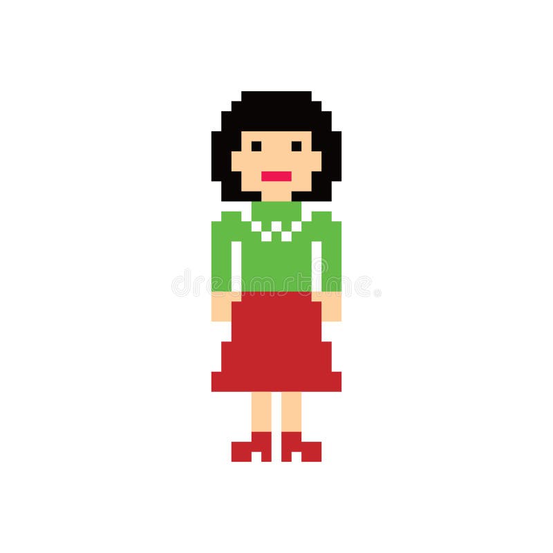 Pixel People Woman Avatar Theme Stock Vector - Illustration of male ...