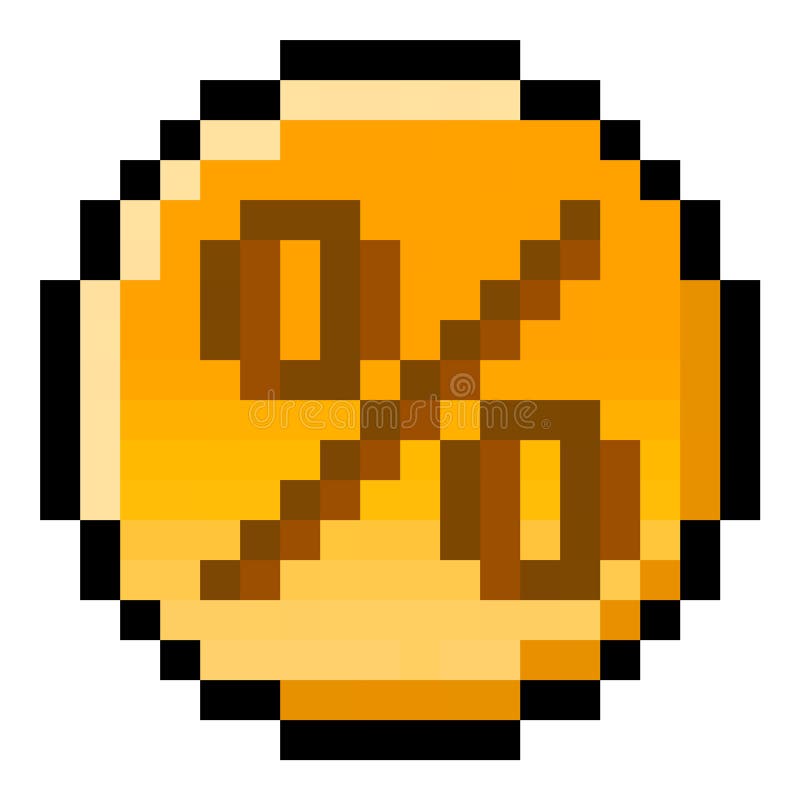 Pixel Percentage Coin - Vector, Isolated Stock Vector - Illustration of ...