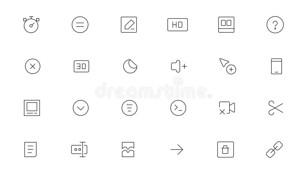 Pixel Perfect. Basic User Interface Essential Set. Line Outline Icons. for App, Web, Print ...