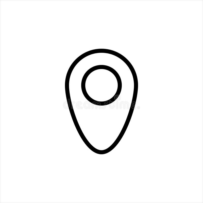 Pixel Perfect Black Thin Line Icon of a Round Map Pin Location ...