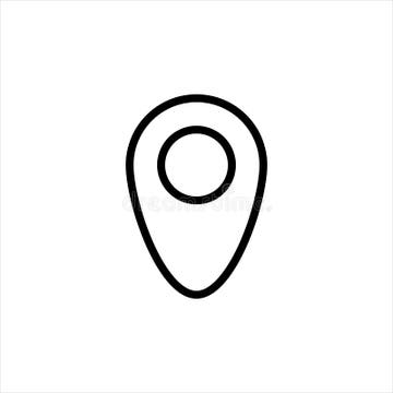 Pixel Perfect Black Thin Line Icon of a Round Map Pin Location ...