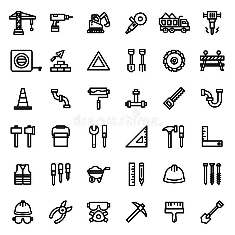 [Pixel Perfect] Construction Icon Set 36 Stock Vector - Illustration of ...