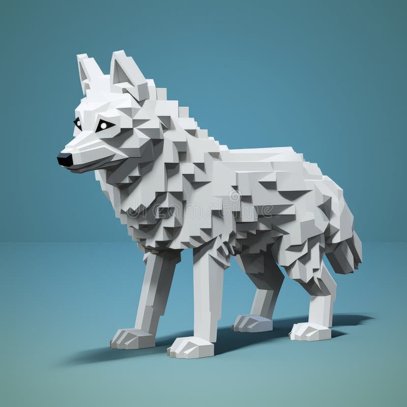 Pixel Perfect 3d Rendered White Wolf in Modular Constructivism Style ...