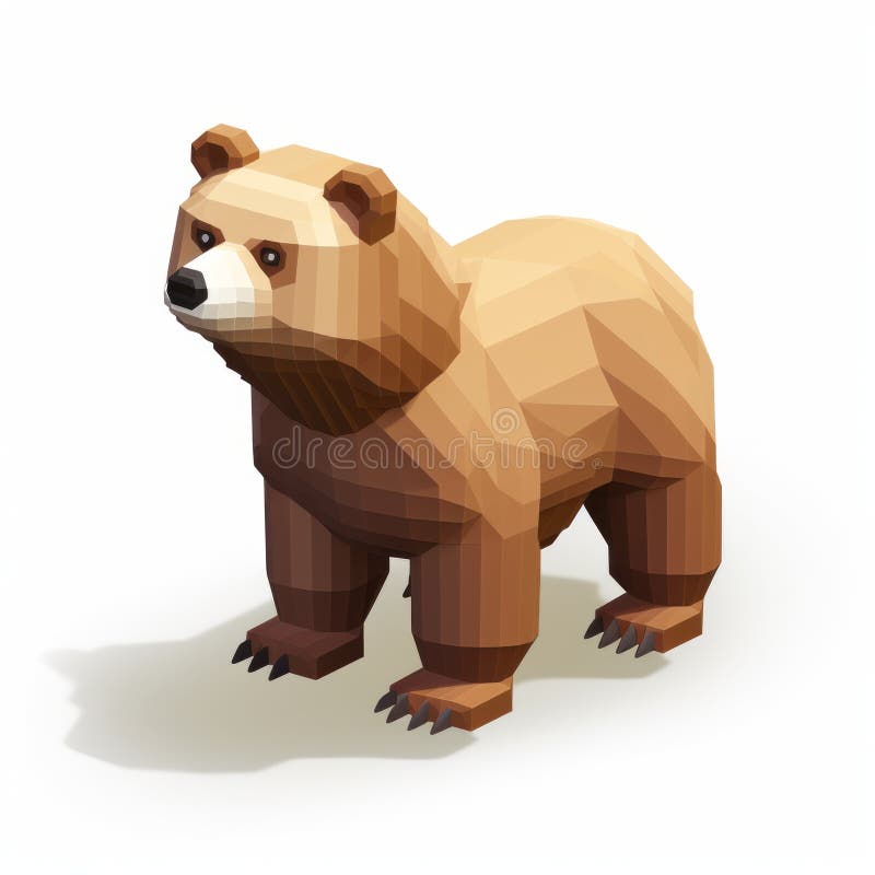 Pixel Perfect Low Poly Bear: a 3d Render in the Style of a.j. Casson Stock Illustration ...