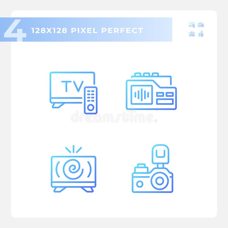 Pixel Perfect Pack of Gradient Journalism Icons Stock Vector - Illustration of thin, blue: 289426928