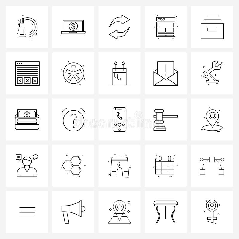Pixel Perfect Set of 25 Vector Line Icons Such As Documents, Archive ...