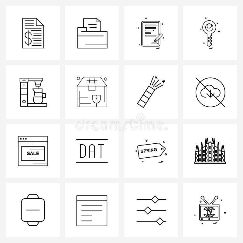 Pixel Perfect Set of 16 Vector Line Icons Such As Drip, Lock, Text ...