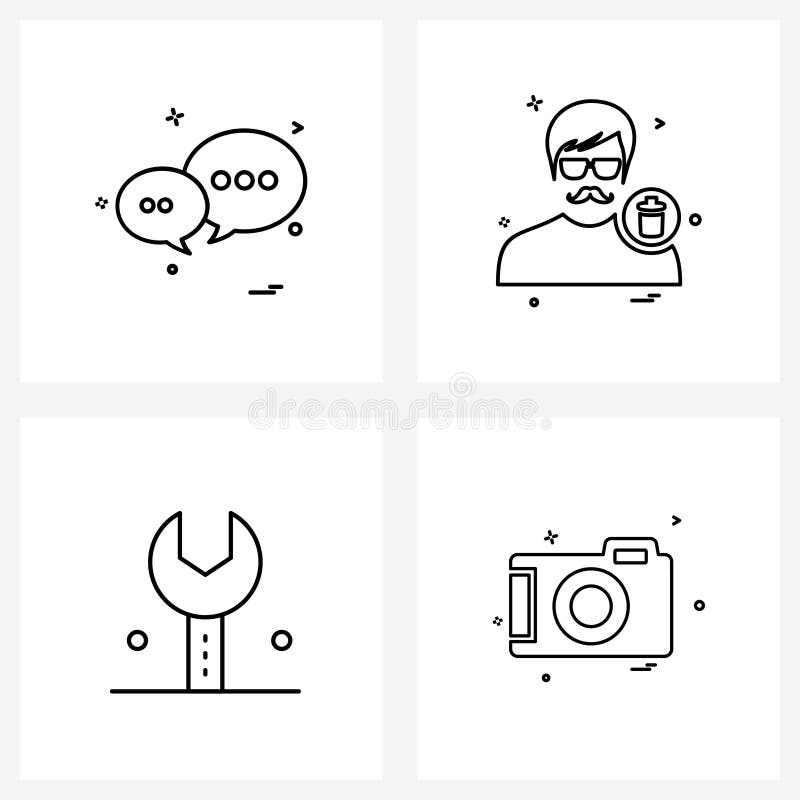 Pixel Perfect Set of 4 Vector Line Icons Such As Messages, Api, Message ...