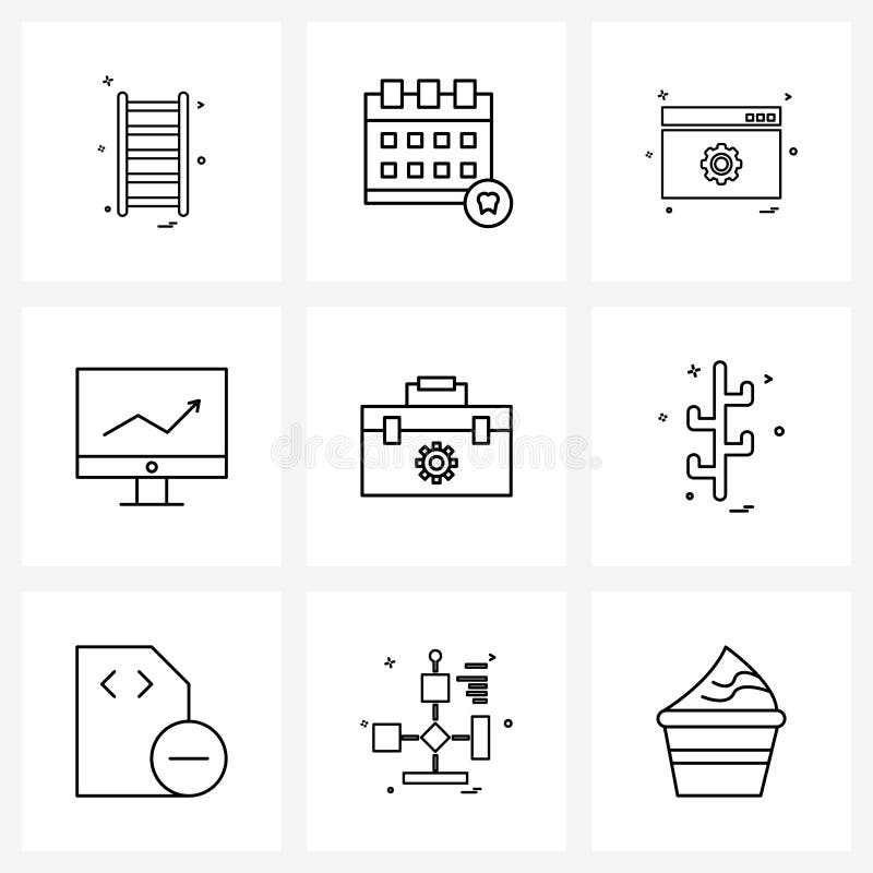Pixel Perfect Set of 9 Vector Line Icons Such As Setting, Box, Web ...