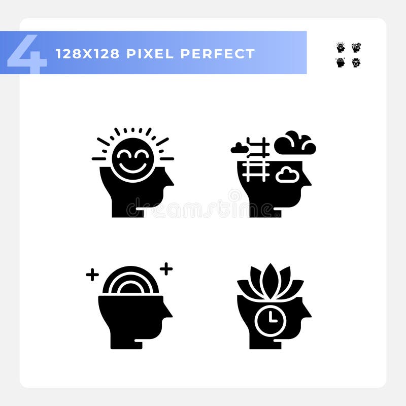 Pixel Perfect Soft Skills Glyph Style Icons Pack Stock Vector ...