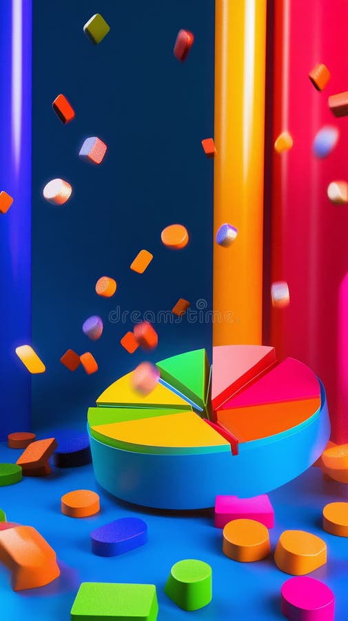 Pixel Pie Chart in Bright Colors Representing Financial Data for a ...