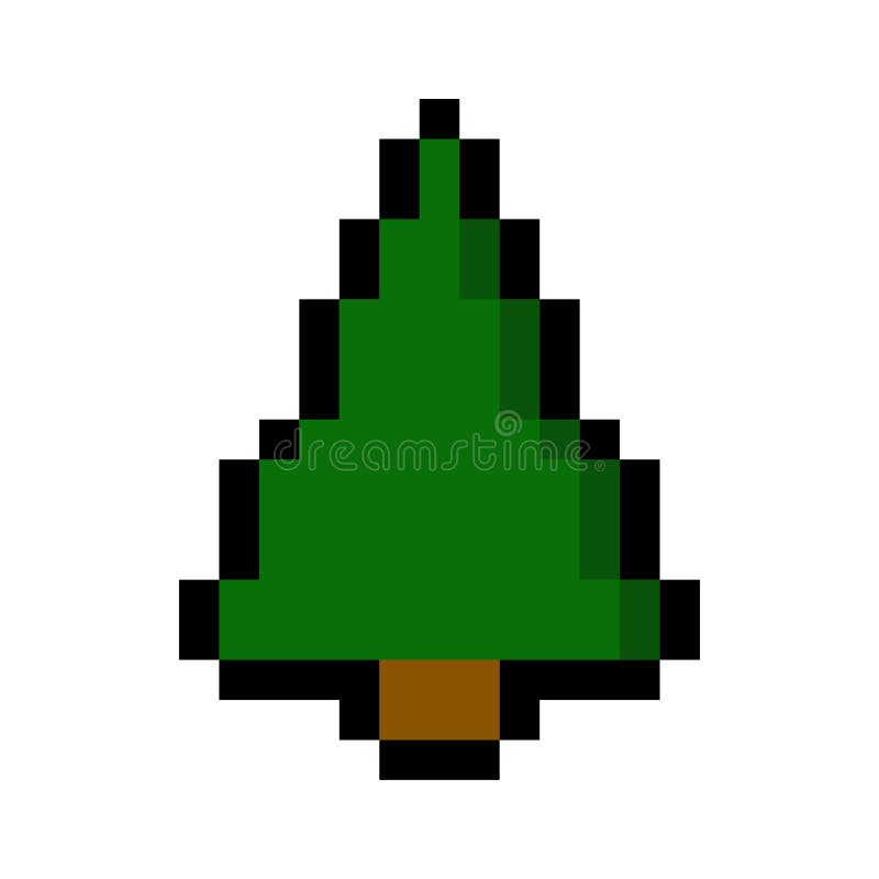 Pixel pine tree 8 bit stock vector. Illustration of landscape - 223674271