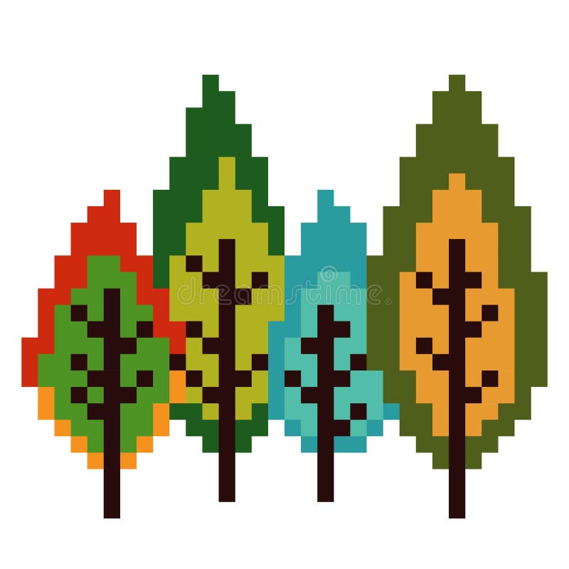 Pixel Pine Tree. Pixel Forest Tree Image Stock Illustration ...