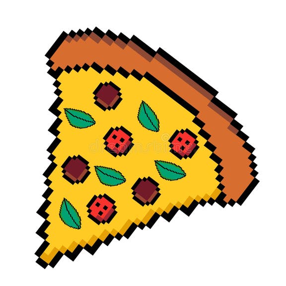 Pixel Art Pizza Slice Illustration with Toppings in Retro Digital Style ...