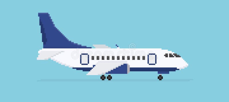 Pixel Art Plane Aircraft Flying in Sky Air Passenger Transport Airline ...