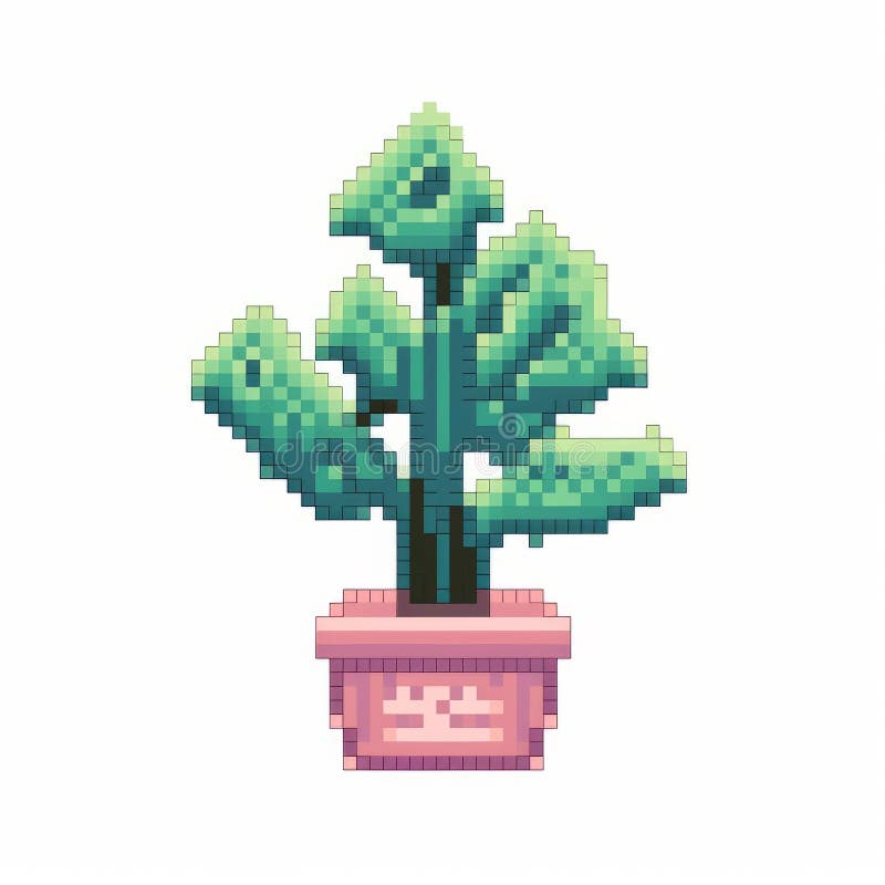 Pixel Plant Icon Illustration on White Background Stock Illustration ...