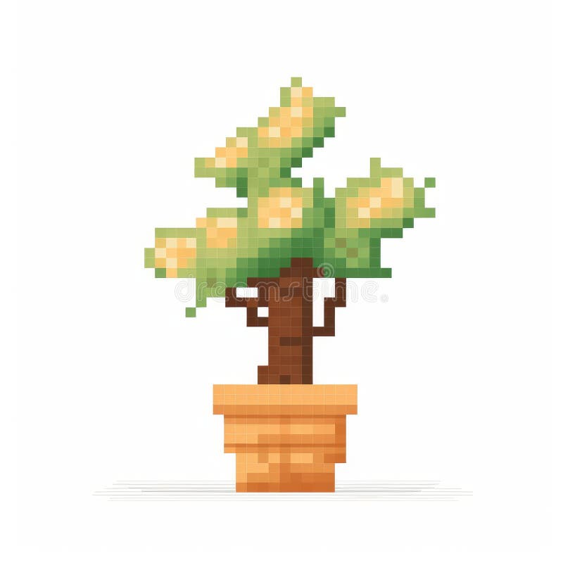 Pixel Plant Icon Illustration on White Background Stock Illustration ...