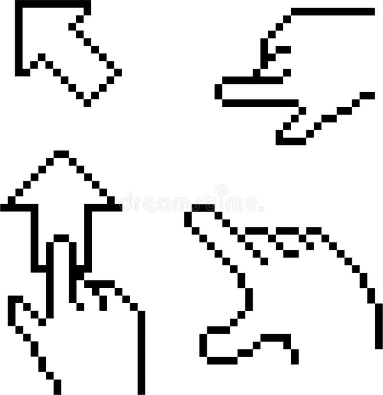 Black Pixelated Pointers Hand Cursor Icons Stock Illustrations – 21 ...