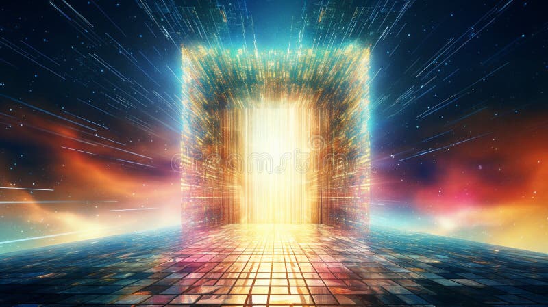 Pixel Portal: Gateway To the Digital Imagination Stock Illustration ...