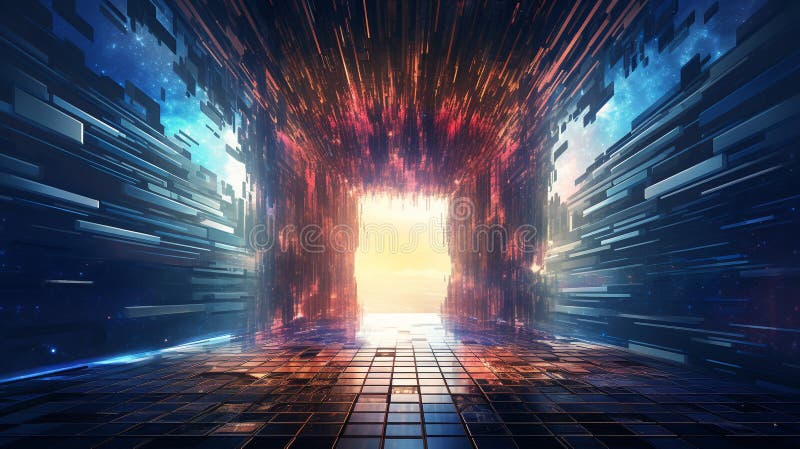 Pixel Portal: Gateway To the Digital Imagination Stock Illustration ...