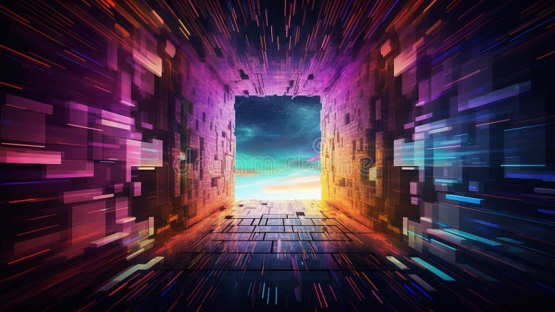 Pixel Portal: Gateway To the Digital Imagination Stock Illustration ...