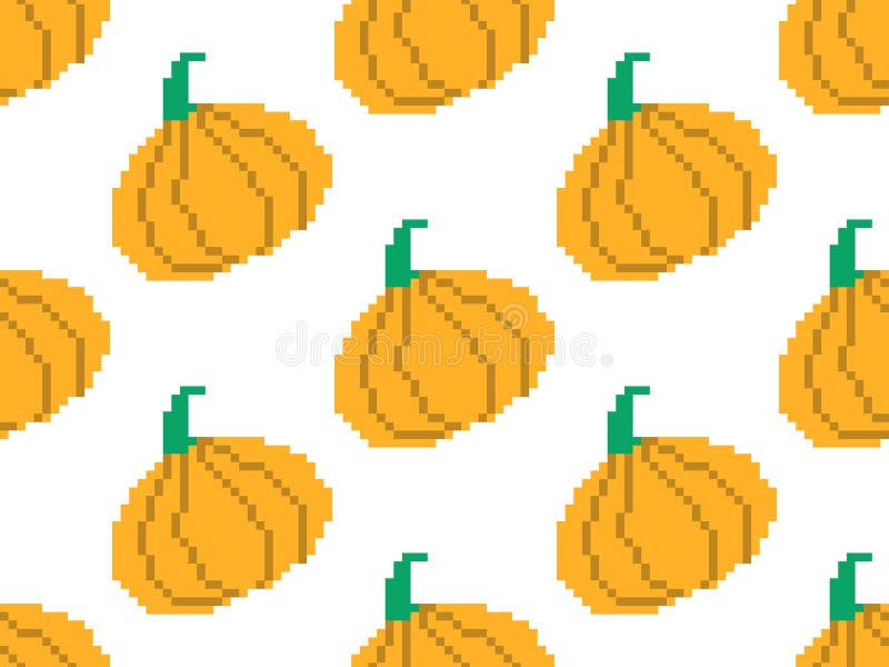 Pixel Pumpkins Seamless Pattern. Autumn Background with Pumpkins in 8 ...