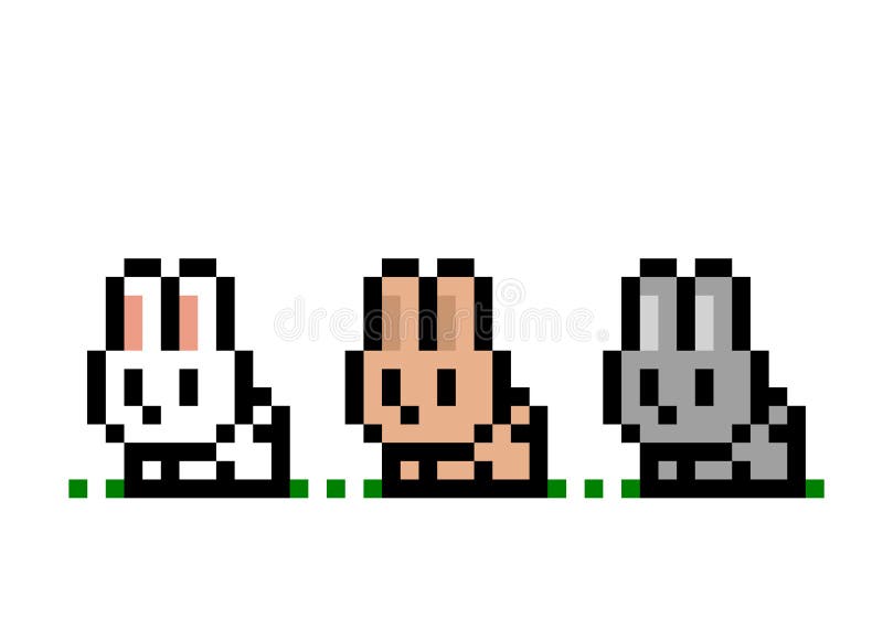 8 Bit Pixel Rabbits for Game Assets. Stock Vector - Illustration of ...