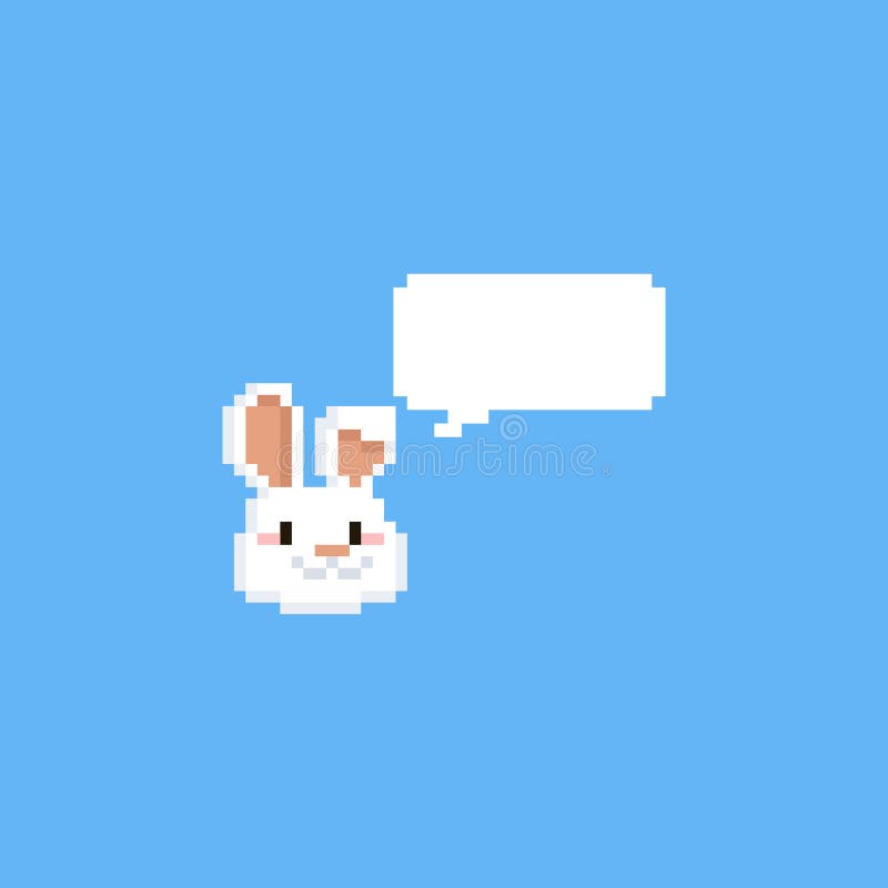 Pixel Rabbit Head with Speech Bubble.Easter.8bit. Stock Illustration ...