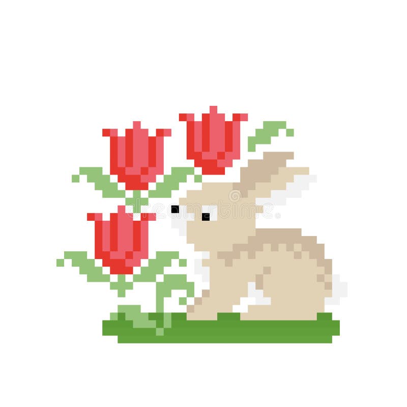 Pixel Bunny Image for 8 Bit Game Stock Vector - Illustration of cute ...