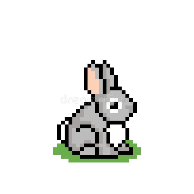 Pixel rabbit image 8 bit stock illustration. Illustration of computer ...