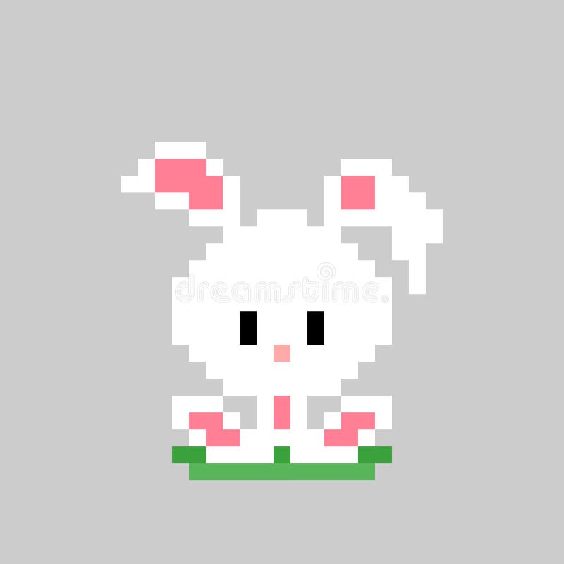 Pixel rabbit image 8 bit stock illustration. Illustration of pattern ...