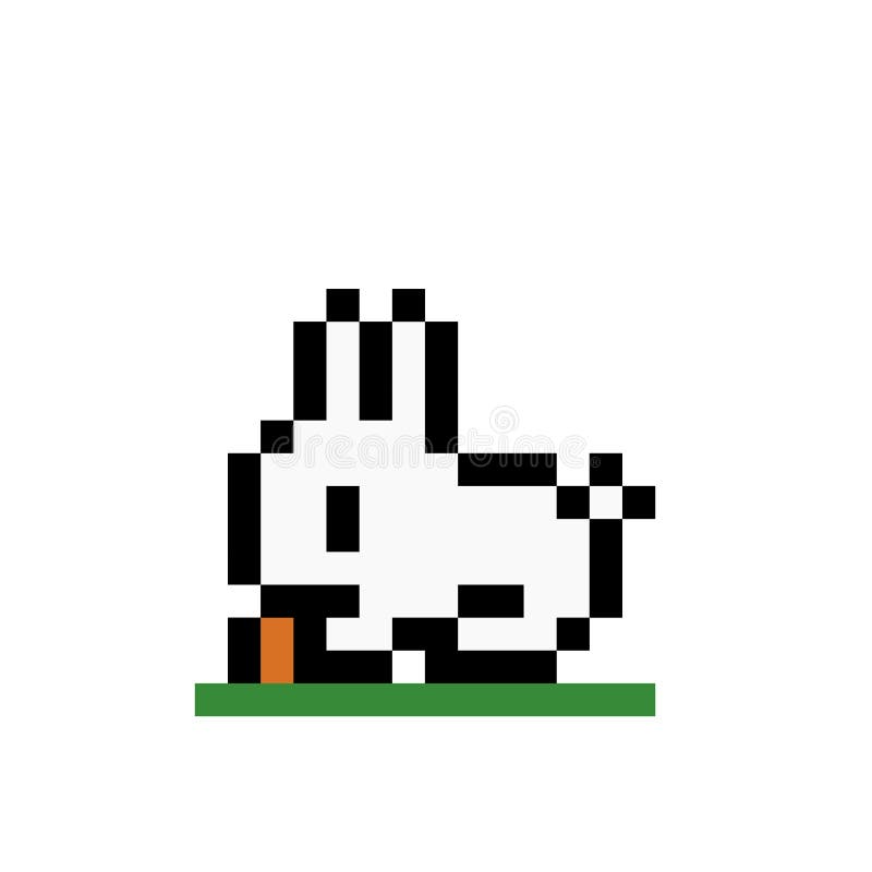 Pixel Bunny Image for 8 Bit Game Stock Vector - Illustration of cute ...