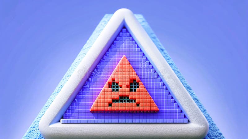 Pixel Rage, Red Triangle Sign Stock Illustration - Illustration of sign ...