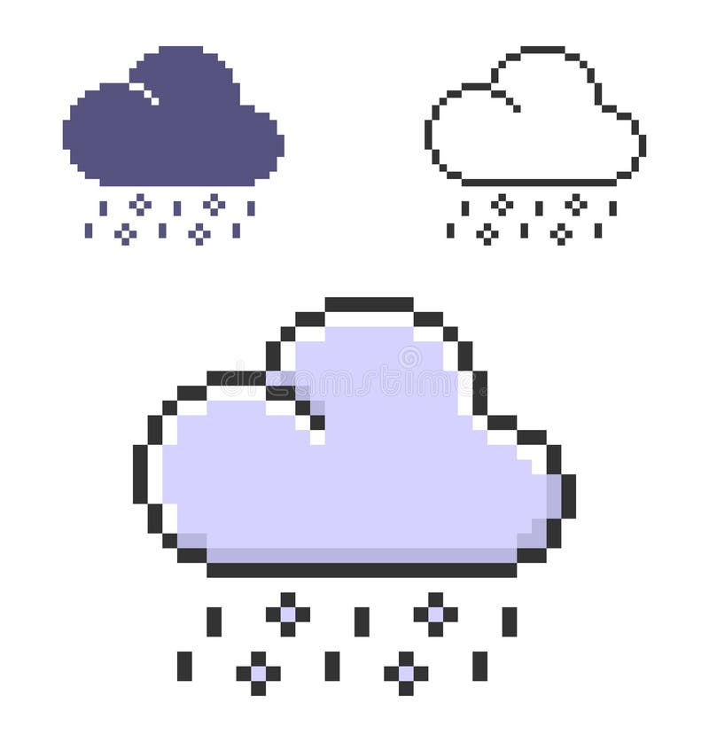 Pixel Rain Cloud Mosaic Icons Stock Vector - Illustration of ...