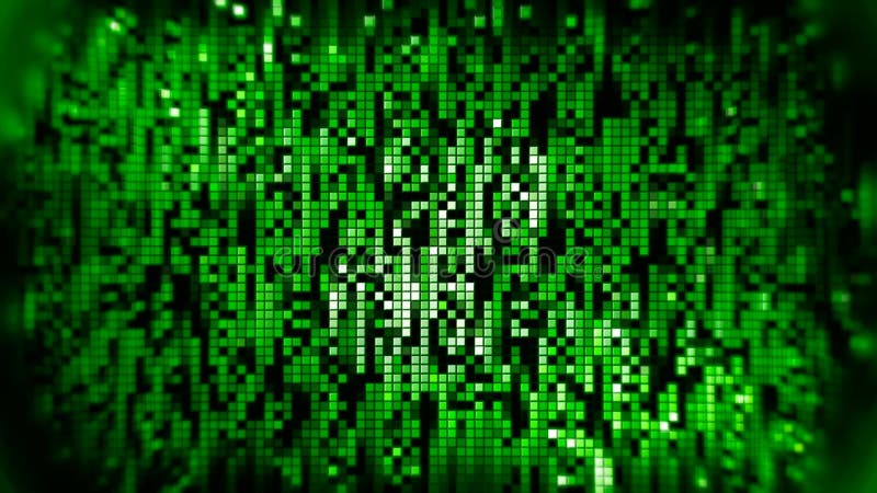 Pixel Rain in Matrix. Motion. Computer Background with Pixel Rain ...