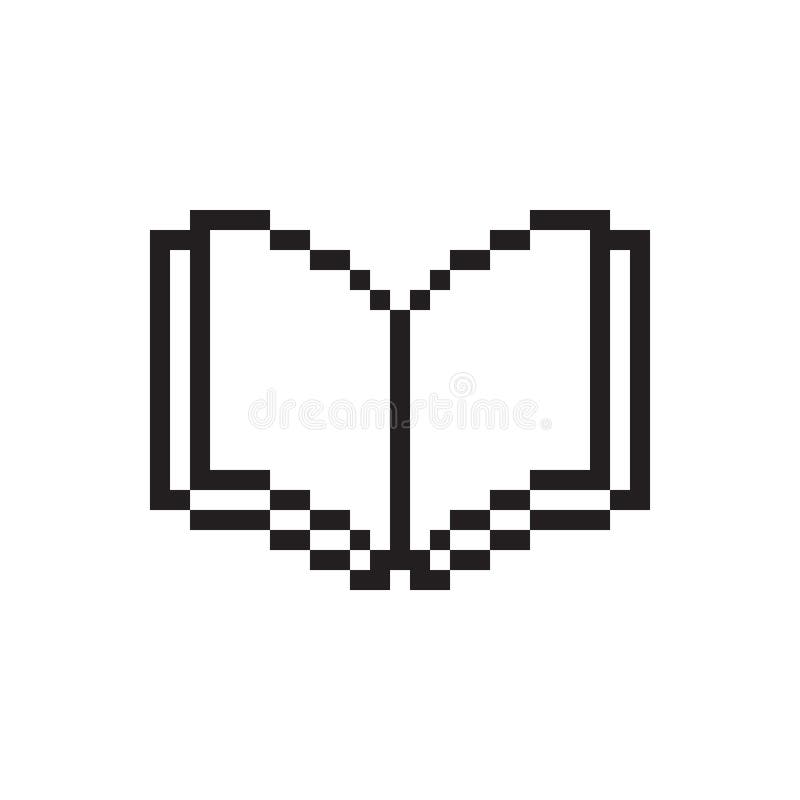 Pixel Reading Icon. Minimal Open Shape. Retro Black Form. Vector ...