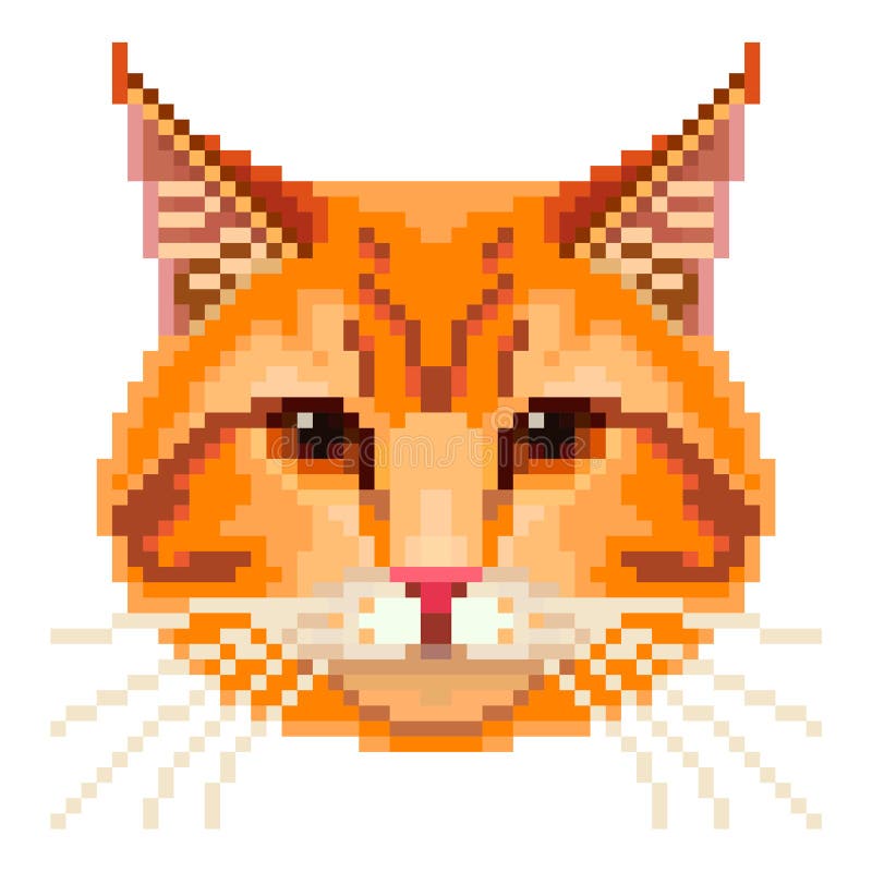 Pixel red cat face vector stock vector. Illustration of pixel - 62249902