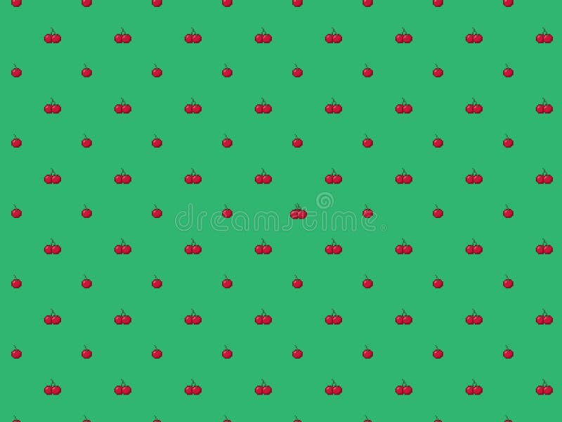 Pixel Red Cherry on Green Background - High Res 8 Bit Seamless Pattern ...