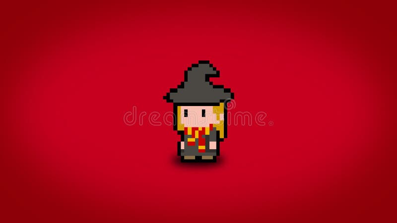 Pixel Red House Wizard Wallpaper - High Res 8 Bit Background Stock ...