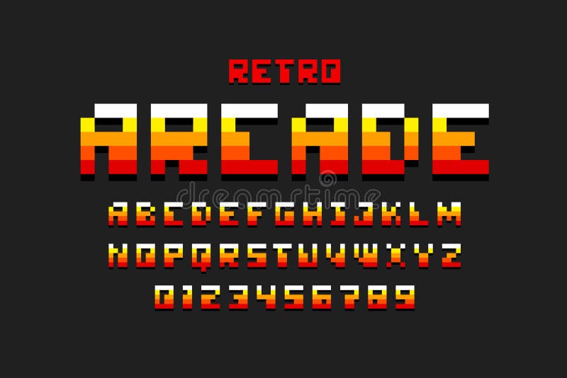 Pixel Retro Arcade Game Style Font Stock Vector - Illustration of game ...
